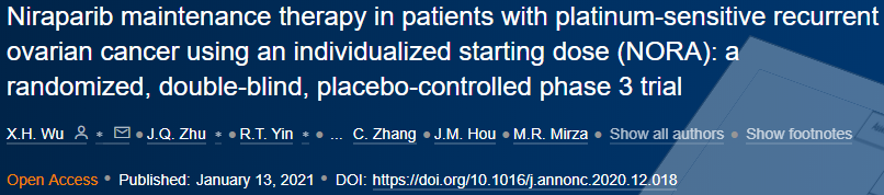 Ann Oncol：3期| 尼拉帕利维持治疗铂敏感性复发性卵巢癌中国患者的疗效-MedSci.cn