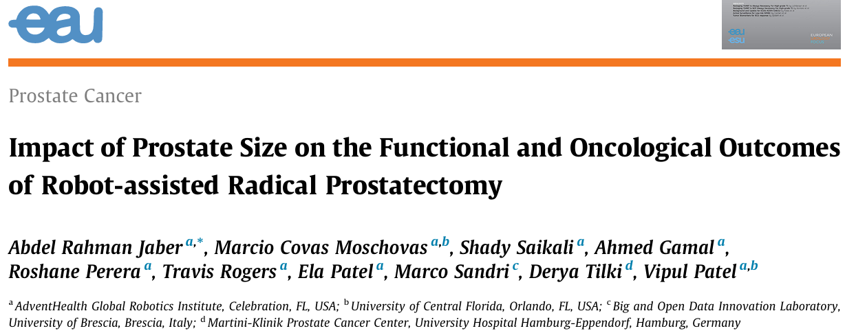 Eur Urol Focus：前列腺大小对机器人辅助根治性前列腺切除术的功能和肿瘤结果影响如何？-MedSci.cn