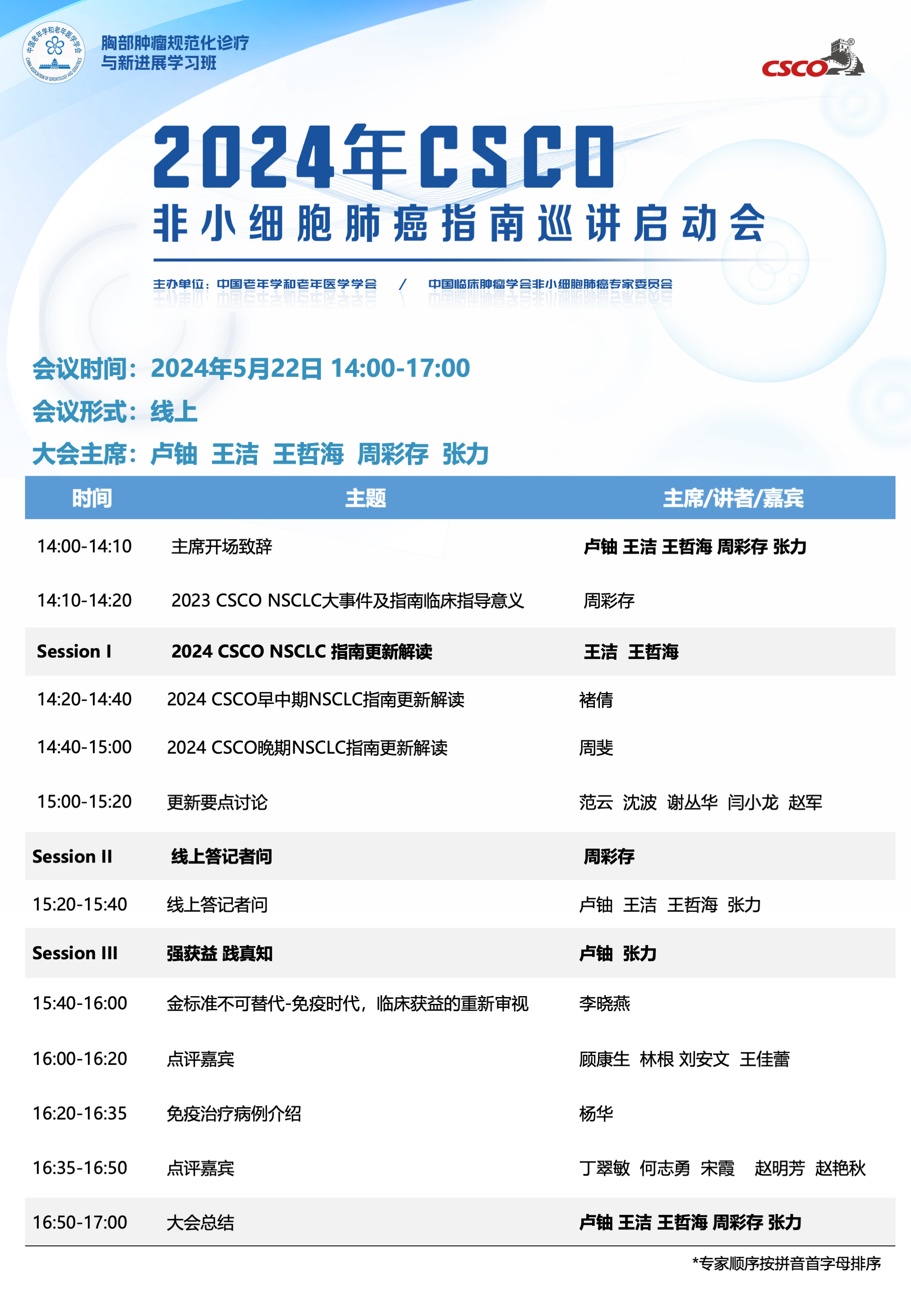 2024年CSCO非小细胞肺癌指南巡讲启动会