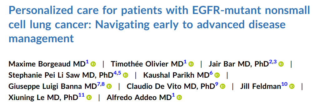 CA Cancer J Clin：EGFR突变非小细胞肺癌——从早期到晚期疾病的个性化管理新进展-MedSci.cn